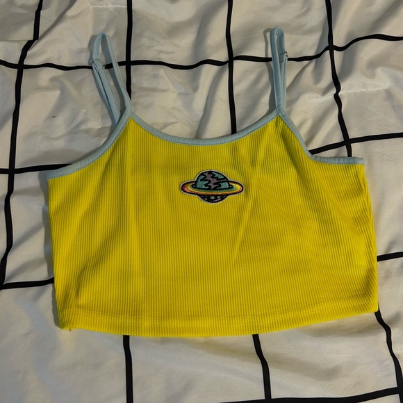SHEIN | Tops | Yellow Planet Crop Tank | Poshmark